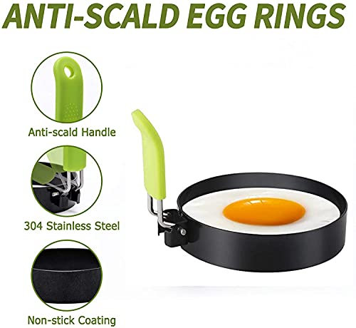 BEMINH Stainless Steel Egg Ring,2 Pcs Round Breakfast Household Egg Mold Tool Cooking Tool Omelette (New 2 Pcs)