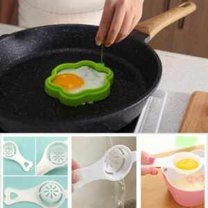 5 Egg Rings Set, Pancake Molds Food-Grade Silicone for Breakfast Fried Eggs, Homemade Omelets, Frittatas & Crumpets – Flippy Cooking Forms Muffin Shapes - Heart, Flower, Bear, Butterfly, Circle