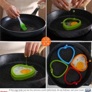 5 Egg Rings Set, Pancake Molds Food-Grade Silicone for Breakfast Fried Eggs, Homemade Omelets, Frittatas & Crumpets – Flippy Cooking Forms Muffin Shapes - Heart, Flower, Bear, Butterfly, Circle