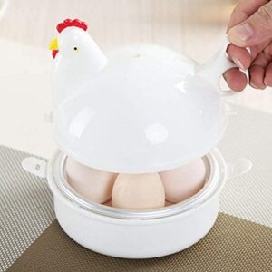 microwave oven boiler microwave egg steaner poacher cooker boiler steamer gadgets cook soft and hard boiled egg, chicken shape, for 4 eggs kitchen white