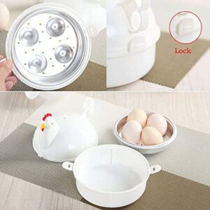 Microwave Oven Boiler Microwave Egg Steaner Poacher Cooker Boiler Steamer Gadgets Cook Soft and Hard Boiled Egg, Chicken Shape, For 4 Eggs Kitchen White