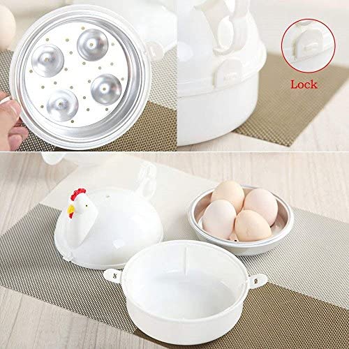 Microwave Oven Boiler Microwave Egg Steaner Poacher Cooker Boiler Steamer Gadgets Cook Soft and Hard Boiled Egg, Chicken Shape, For 4 Eggs Kitchen White