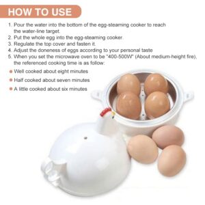 Microwave Oven Boiler Microwave Egg Steaner Poacher Cooker Boiler Steamer Gadgets Cook Soft and Hard Boiled Egg, Chicken Shape, For 4 Eggs Kitchen White