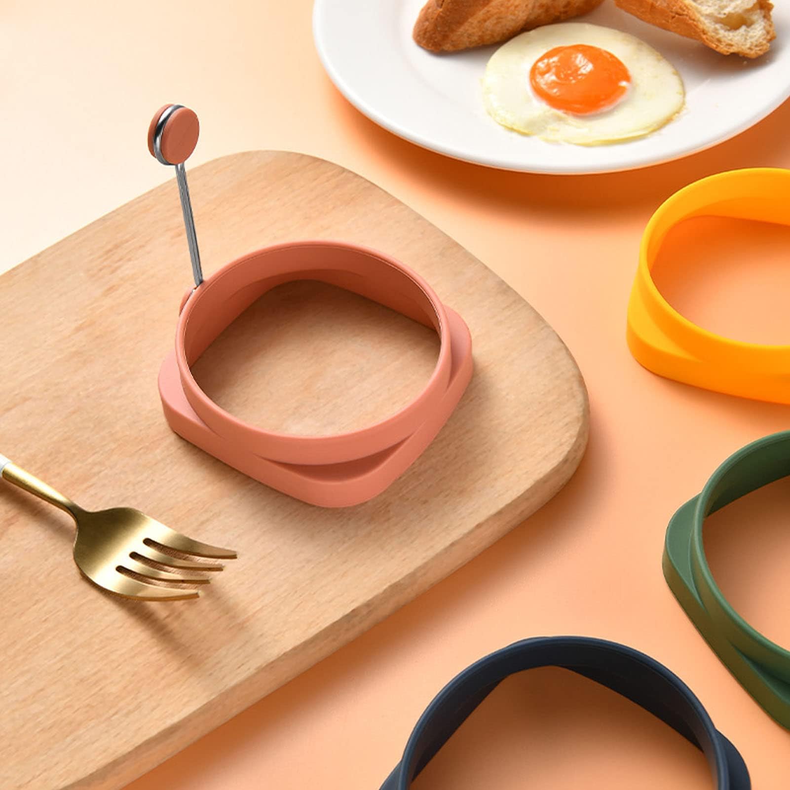 Silicone Egg Ring, 5Pcs Food Grade Silicone Egg Rings Non Stick Egg Cooking Rings Fried Egg Mold for Cooking Fried Egg Rings