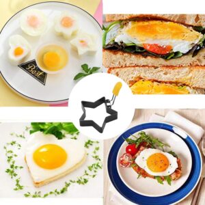 Egg Ring,4 Pack Stainless Steel Egg Ring With Non Stick Metal Shaper Circles for Fried Egg McMuffin Sandwiches, Egg Maker, Burger (4 shapes)