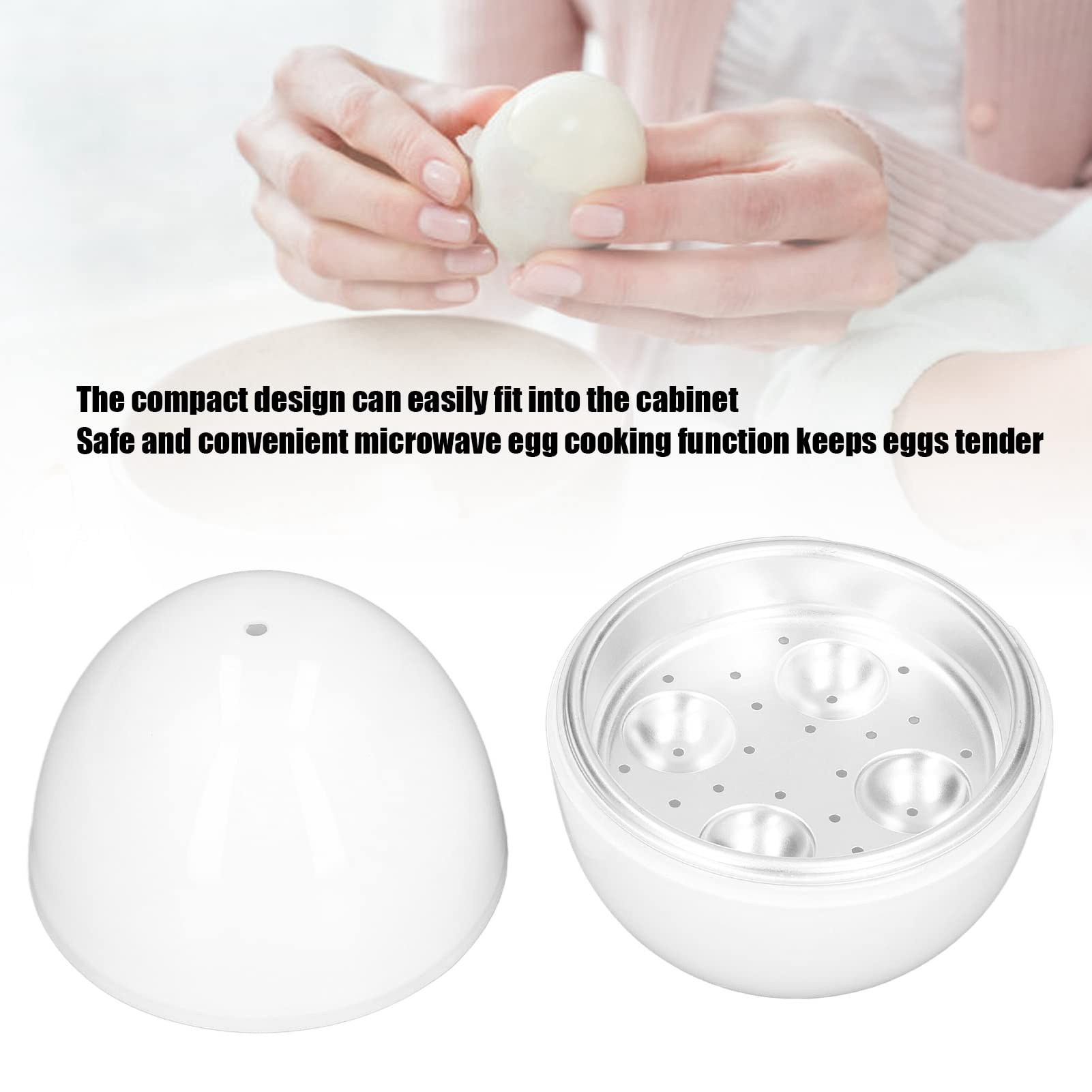 Fdit Hard Boiled Egg Cooker, 4 Eggs Capacity Compact Design Abs Material White Egg Egg-Shaped Microwave Egg Steamer For Your Daily Eating Needs