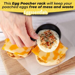 Eggssentials Egg Poacher Insert Stainless Steel Poached Egg Cooker Eggs Poaching Cup PFOA Free Egg Poachers Nonstick, 9 inches Rack Compatible with Skillet Instant Pot Pressure Cooker, 6 Poached Cups