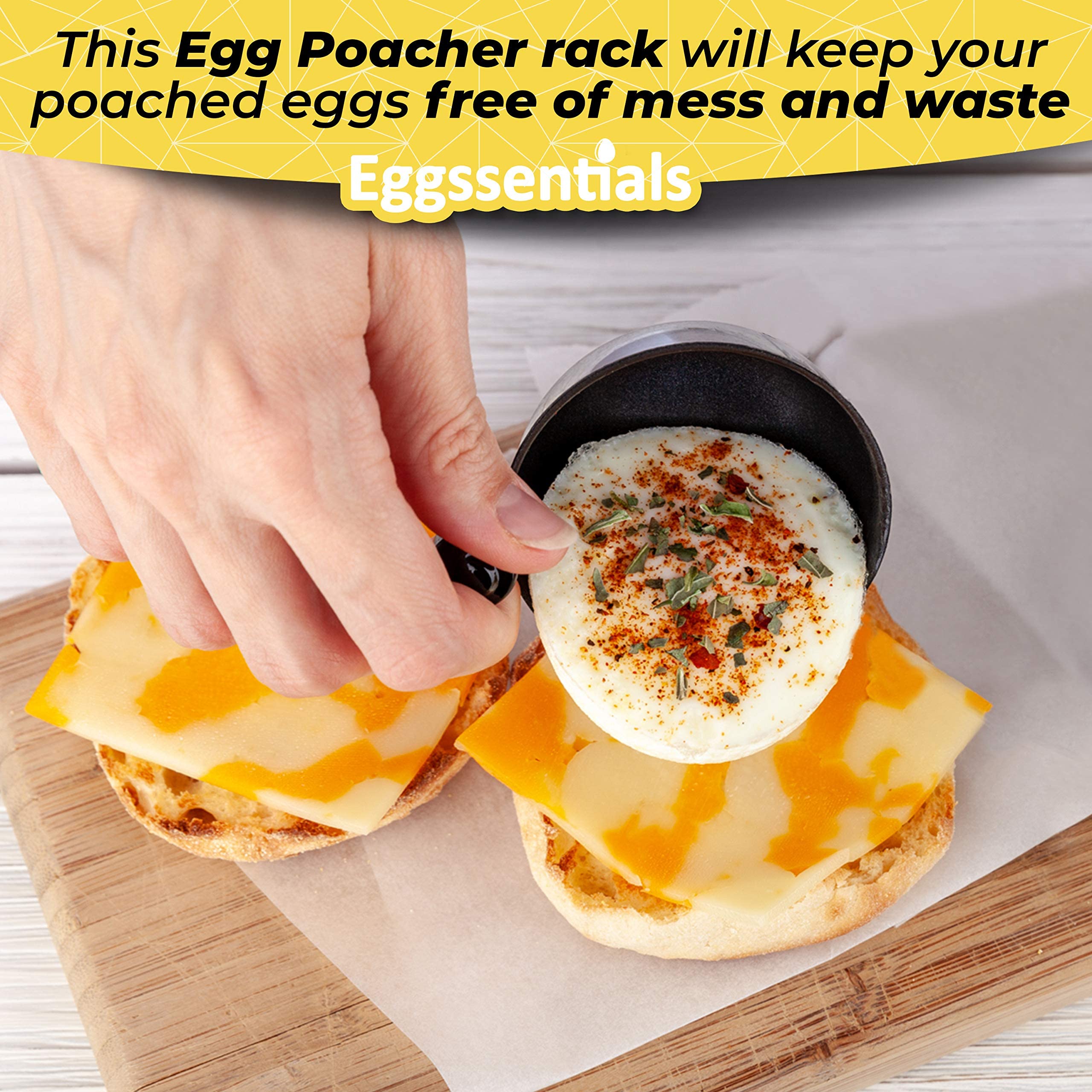 Eggssentials Egg Poacher Insert Stainless Steel Poached Egg Cooker Eggs Poaching Cup PFOA Free Egg Poachers Nonstick, 9 inches Rack Compatible with Skillet Instant Pot Pressure Cooker, 6 Poached Cups