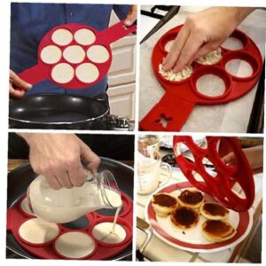 Silicone Pancake Maker Non Stick Egg Ring Kitchen Omelet Moulds Baking Stencil for Diy Egg Cupcake Pastry