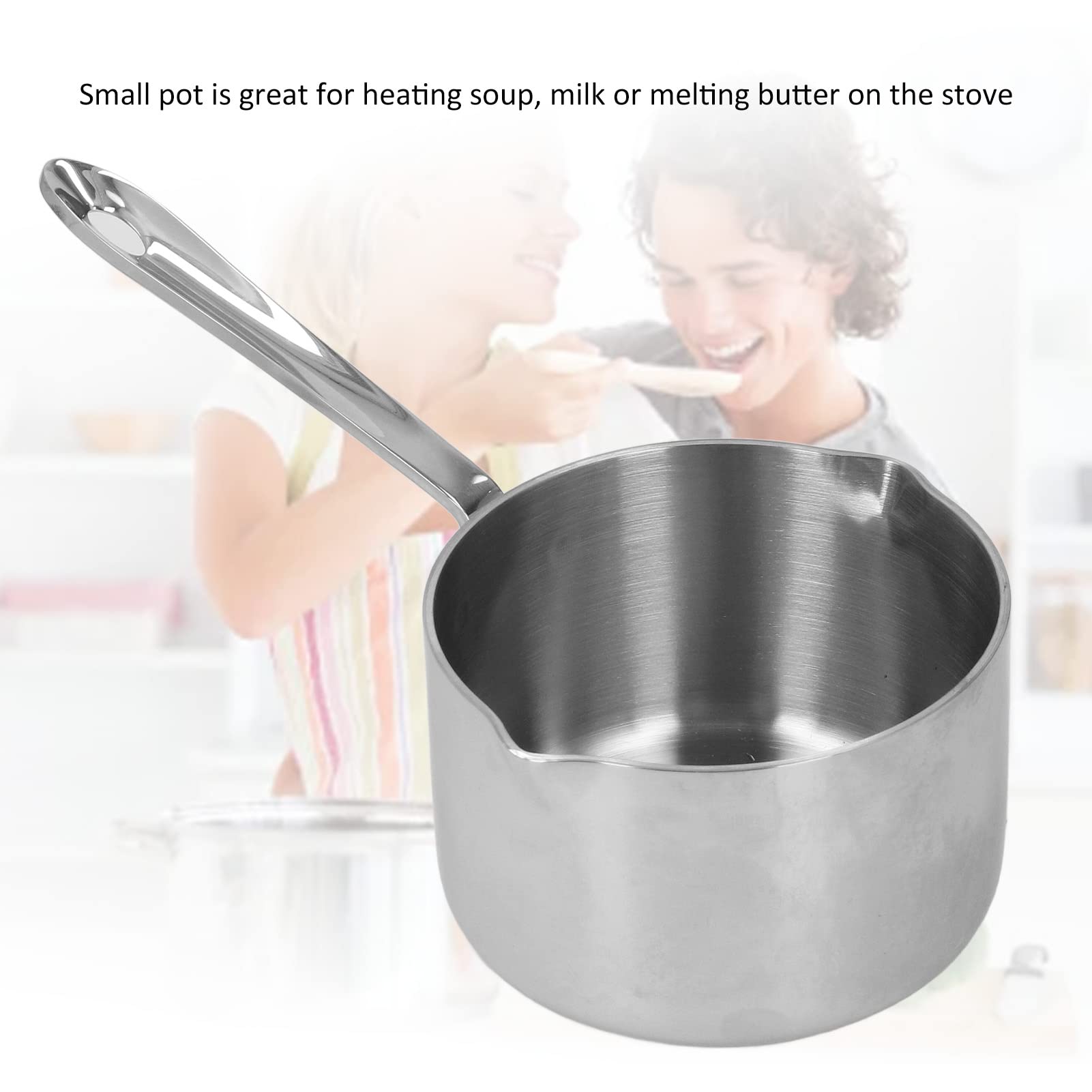 Stainless Steel Butter Warmer Measuring Pan, Mini Butter Melting Pot with Dual Pour Spout Butter Coffee Milk Warmer Milk Butter Warmer Pot Small Sauce Pan