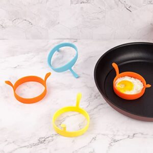 4Pack Silicone Egg Ring, Egg Rings Non Stick, Egg Ring Molds for Cooking, Perfect Fried Egg or Pancake Rings, Multicolor