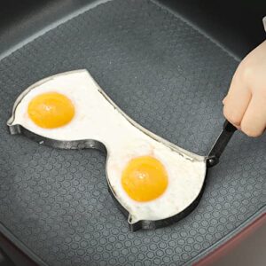 LAZY TIGER Non-Stick Egg Ring,2PC Funny Egg Fryer,Stainless Steel Egg Pancake Mold Ring,Funny Egg Rings Perfect for English Muffins Pancake Cooking Griddle