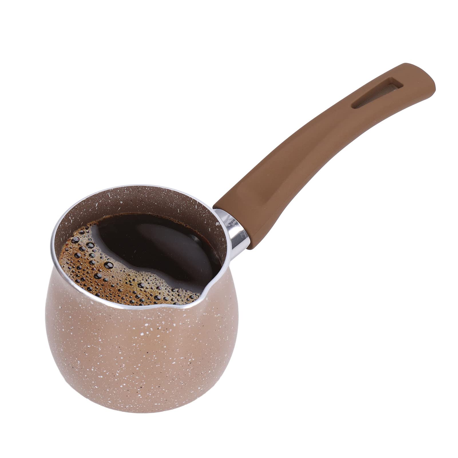 Milk Warmer Pot Nonstick Milk Pan Coffee Pot Milk Pan with Pouring Lip 8cm Cooking Pot Mini Milk Butter Warmer Single Handle Soup Pan Simmering Pot for Noodles Spaghetti (Coffee)