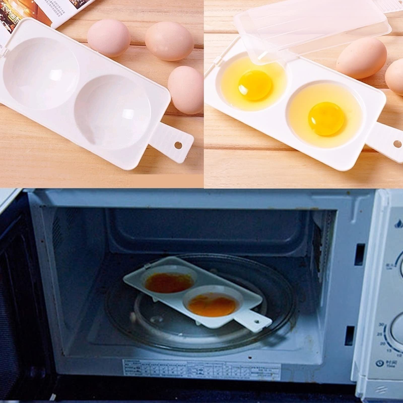 Microwave Egg Cooker, Microwave Egg Boiler Egg Poacher, Egg Cooker for microwave, Plastic Microwave Double Egg Poacher, Microwave Oven Egg Steamer Kitchen Cooking Gadgets