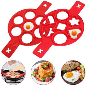 silicone pancake molds with 7 holes, bestzy reusable silicone egg rings, round shape pancakes eggs omelettes fixator, non-stick fried egg molds for egg cooking breakfast sandwiches