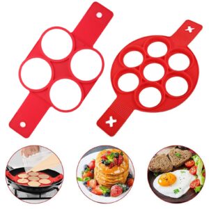 non-stick pancake maker silicone, 2 pcs pancake mold silicone egg rings, reusable silicone non-stick pancake, for egg cooking breakfast sandwiches (b)