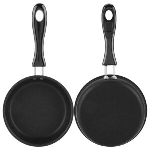 weohoviy mini egg frying pan, portable mini frying pan poached egg household small kitchen cooker, black