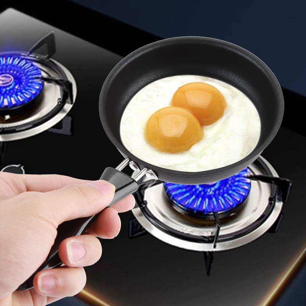 Weohoviy Mini Egg Frying Pan, Portable Mini Frying Pan Poached Egg Household Small Kitchen Cooker, Black