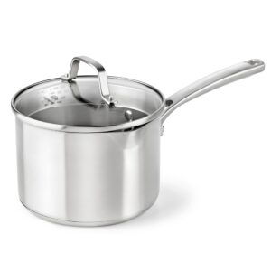 calphalon classic 3.5 quart saucepan with lid, stainless steel, dishwasher safe