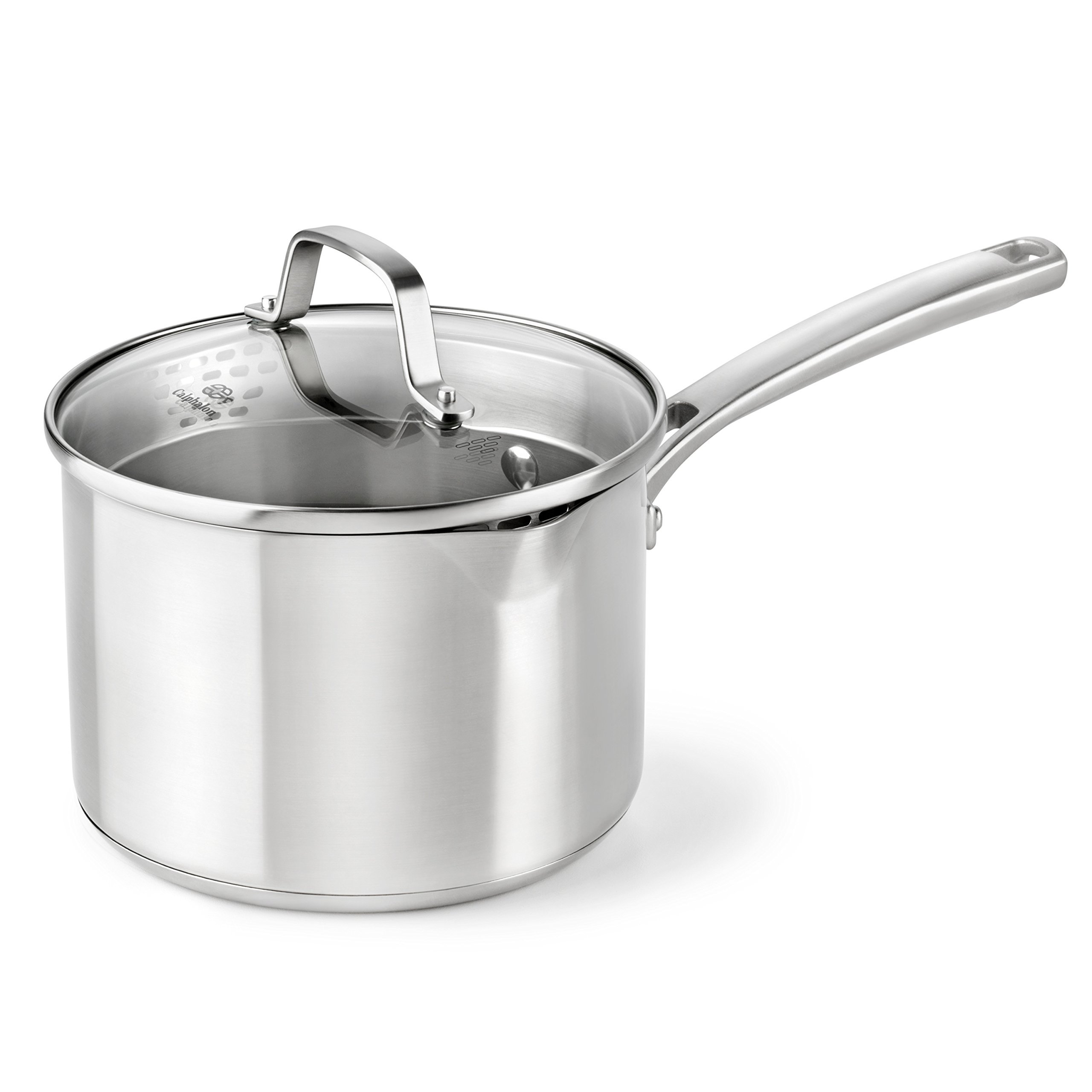 Calphalon Classic 3.5 Quart Saucepan with Lid, Stainless Steel, Dishwasher Safe