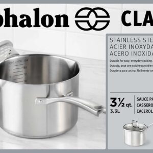 Calphalon Classic 3.5 Quart Saucepan with Lid, Stainless Steel, Dishwasher Safe