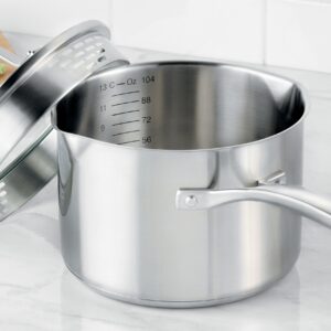 Calphalon Classic 3.5 Quart Saucepan with Lid, Stainless Steel, Dishwasher Safe