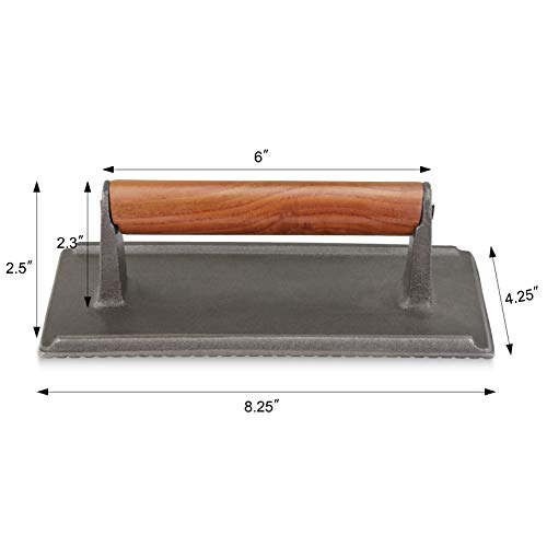 New Star Foodservice 36435 Commercial Grade Iron Steak Weight/Bacon Press, 8.25 by 4.25-Inch