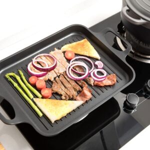 S·KITCHN Nonstick Grill Pan, Induction Stove Top Grill Plate, Glass Grilling Pan for Indoor, Gas Range Grill Panel/Skillet