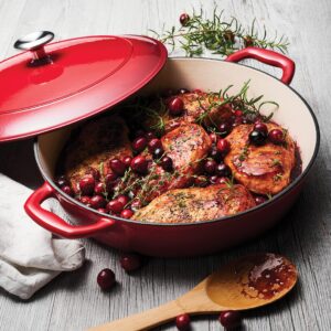 Tramontina Covered Braiser Enameled Cast Iron 4-Quart Gradated Red, 80131/050DS