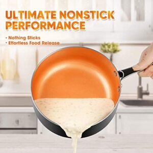 MICHELANGELO Nonstick 1Qt & 2Qt Copper Sauce Pan Set with Lid, Small Pot with Lid, Ceramic Nonstick Saucepan Set, Small Sauce Pots