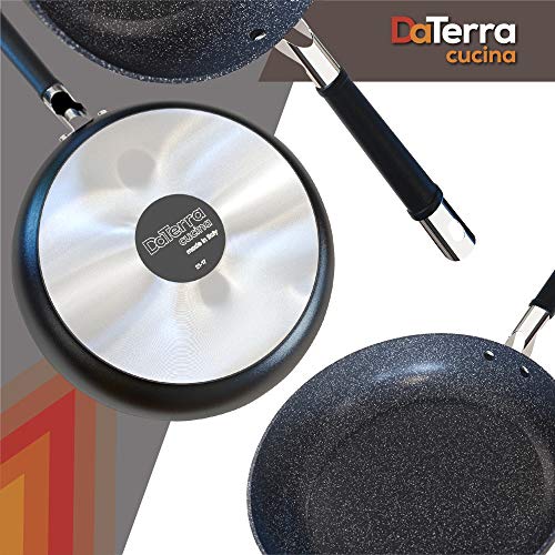 DaTerra Cucina Professional 11 Inch Nonstick Frying Pan with Lid | Italian Made Ceramic Sauté Pan, Chefs Non Stick Skillet for Cooking, Sizzling, Searing, Baking and More