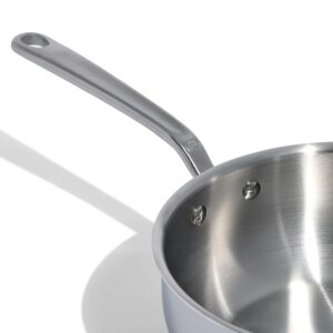 Made In Cookware - 3 Quart Stainless Steel Saucier Pan - 5 Ply Stainless Clad - Professional Cookware - Crafted in Italy - Induction Compatible