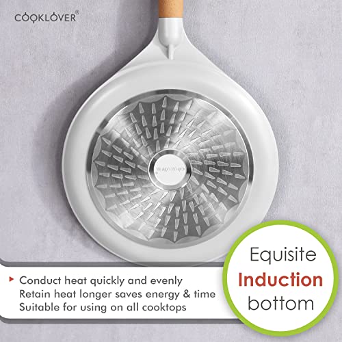 COOKLOVER Crepe Pan Nonstick Die cast Aluminum PFOA Free Induction Omelet Pan 11 inch - Sea-Salt Gray