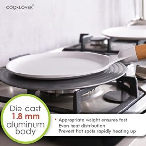 COOKLOVER Crepe Pan Nonstick Die cast Aluminum PFOA Free Induction Omelet Pan 11 inch - Sea-Salt Gray