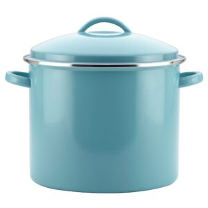 farberware enamel on steel stock pot/stockpot with lid - 16 quart, aqua blue