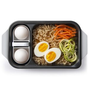 Presto 04634 Bento Electric Cooker - Compact Dual Compartment Cooker for Ramen, Eggs, Veggies and More, Perfect for Dorm Rooms, Includes Spoon/Fork