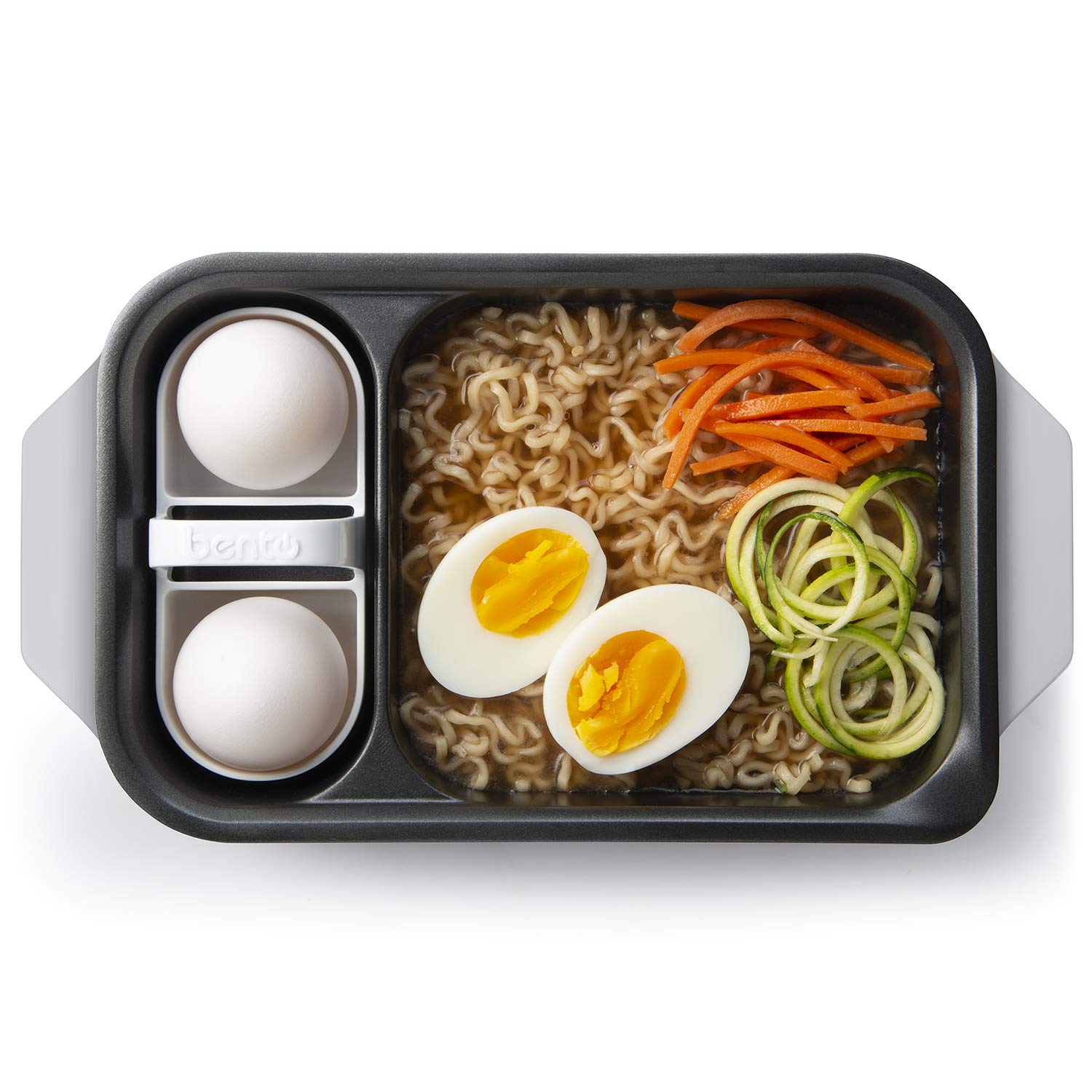 Presto 04634 Bento Electric Cooker - Compact Dual Compartment Cooker for Ramen, Eggs, Veggies and More, Perfect for Dorm Rooms, Includes Spoon/Fork