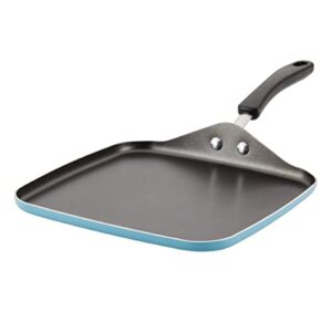 farberware cookstart diamondmax nonstick square deep grill pan/griddle, dishwasher safe, 11 inch - aqua