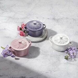 Le Creuset Stoneware Mini Round Cocotte with Flower Lid, 8oz., Provence