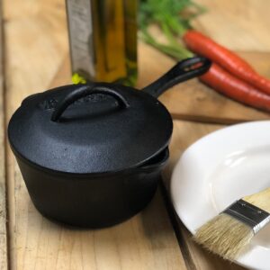 Bayou Classic 7441 1-qt Covered Cast Iron Sauce Pot Features Self Basting Lid Perfect For Small Portions Reducing Sauces Simmering Soups or Boiling an Egg