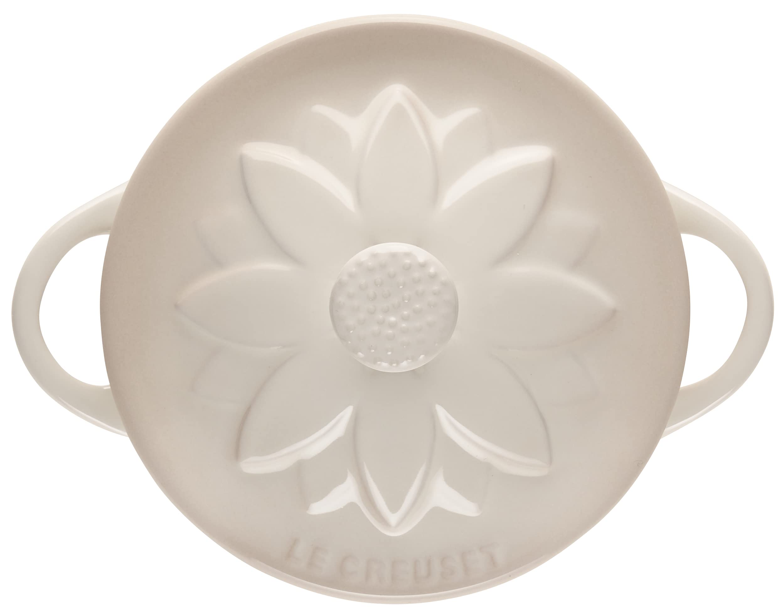 Le Creuset Stoneware Mini Round Cocotte with Flower Lid, 8oz., Meringue