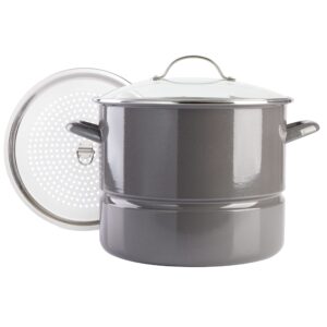 kenmore broadway 16-quart steamer stock pot - graphite grey