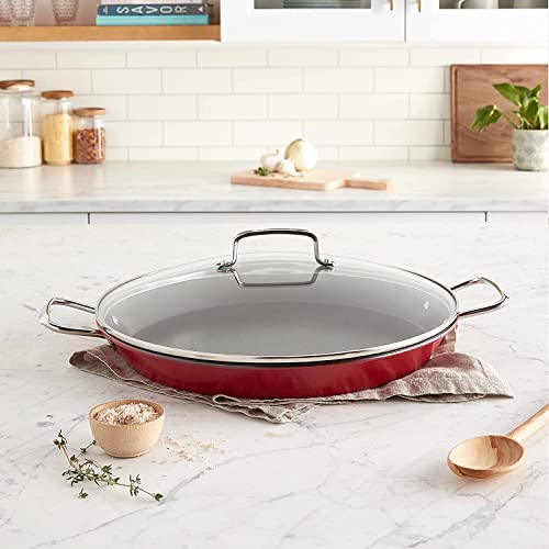 Cuisinart ASP-38CR 15-Inch Paella Pan With Lid, Red