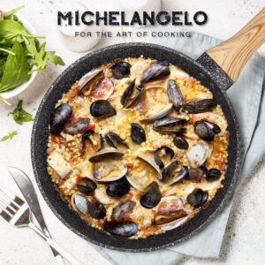 MICHELANGELO Deep Frying Pan with Lid, 9.5 Inch, Nonstick, Aluminum, Ergonomic Handle, Induction Compatible