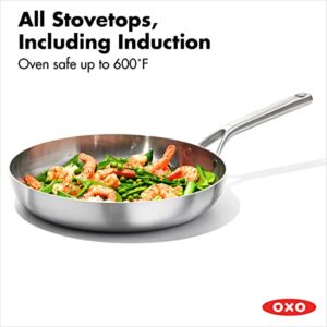 OXO Mira Tri-Ply Stainless Steel, 12" Frying Pan Skillet, Induction, Multi Clad, Dishwasher and Metal Utensil Safe