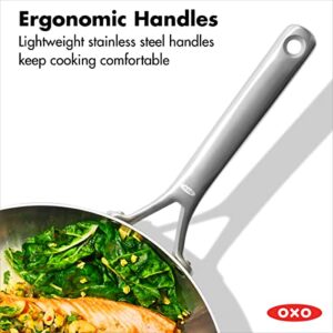 OXO Mira Tri-Ply Stainless Steel, 12" Frying Pan Skillet, Induction, Multi Clad, Dishwasher and Metal Utensil Safe