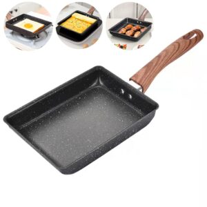 lchkrep japanese omelette pan-tamagoyaki nonstick pan-square pan -egg roll pan-rectangle frying pan-small frying egg pan, cooktop safe, easy to clean,6.3 x 7.8 inch (black)