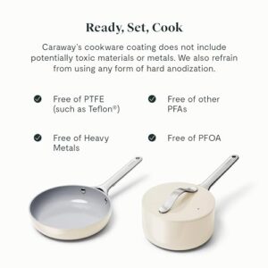 Caraway Mini Duo - Non-Stick Ceramic Mini Fry Pan (1.05 qt, 8") & Mini Sauce Pan (1.75 qt) - Non Toxic, PTFE & PFOA Free - Oven Safe & Stovetop Agnostic (Gas, Electric & Induction) - Cream