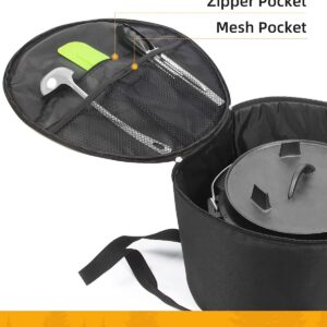 Morjor Dutch Oven Bag for 12 & 10 Inch Dutch Oven, Carry Bag with Extra Inner Crossed Straps & 2 Pockets