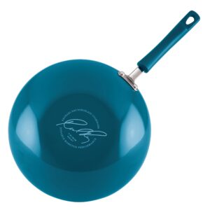 Rachael Ray Brights Nonstick Wok/Stir Fry Pan/Wok Pan with Lid - 11 Inch, Marine Blue Gradient